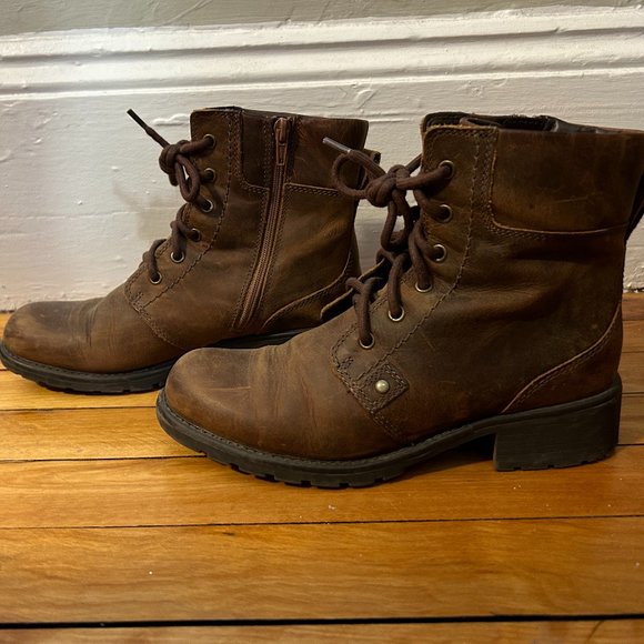 Clarks | Shoes | Clarks Brown Leather Boots | Poshmark